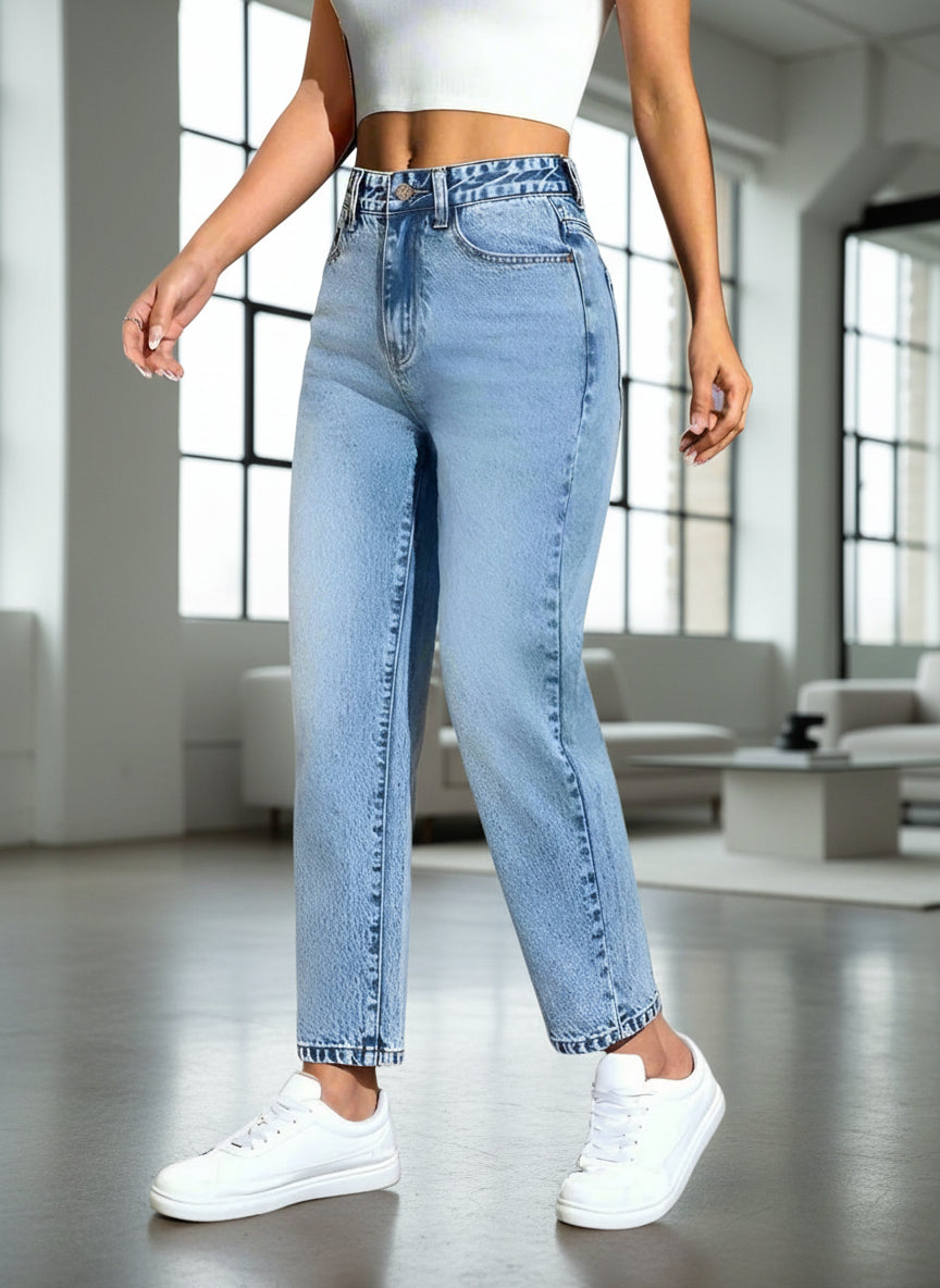 Jeans Mom Azules Cielo: Consigue tus jeans azules de mezclilla hoy ...