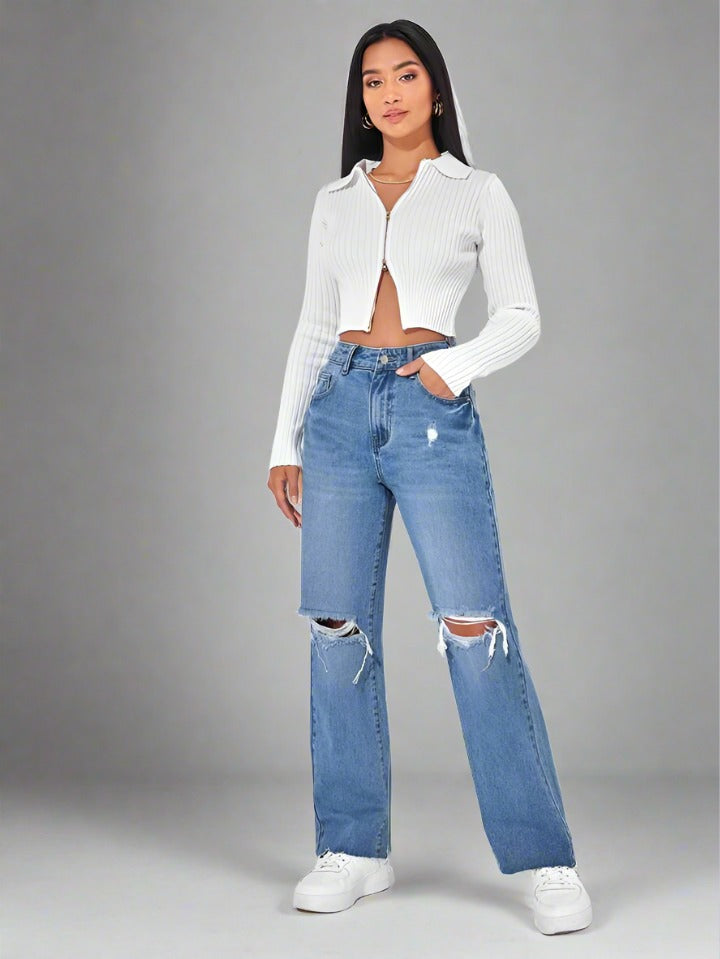 Jeans Wide Legs Rotos para Mujer | PDMX Jeans