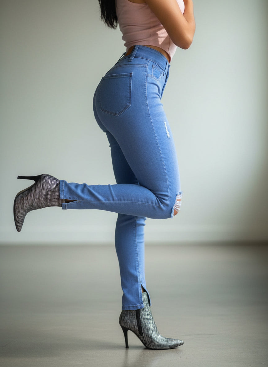 Skinny Jeans Azul Cielo Levanta Glúteos con 4 Botones | PDMX – PDMX Jeans