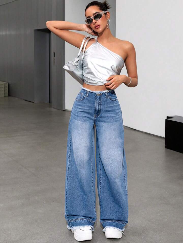 Consigue Tus Pantalones De Jean Súper Holgados En Azul Pantalones De
